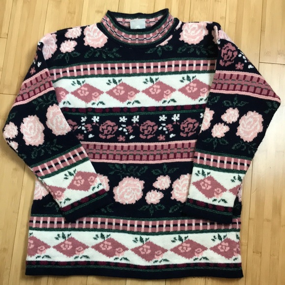 Classic Elements | Sweaters | Vintage Classic Elements Floral Chunky ...